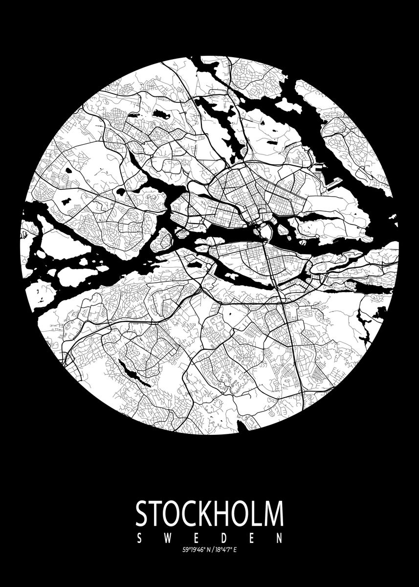 'Stockholm Map Full Moon' Poster by deMAP Studio | Displate