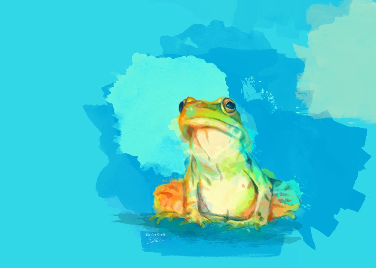 'Bright Frog Illustration' Poster by Flo Art Studio | Displate