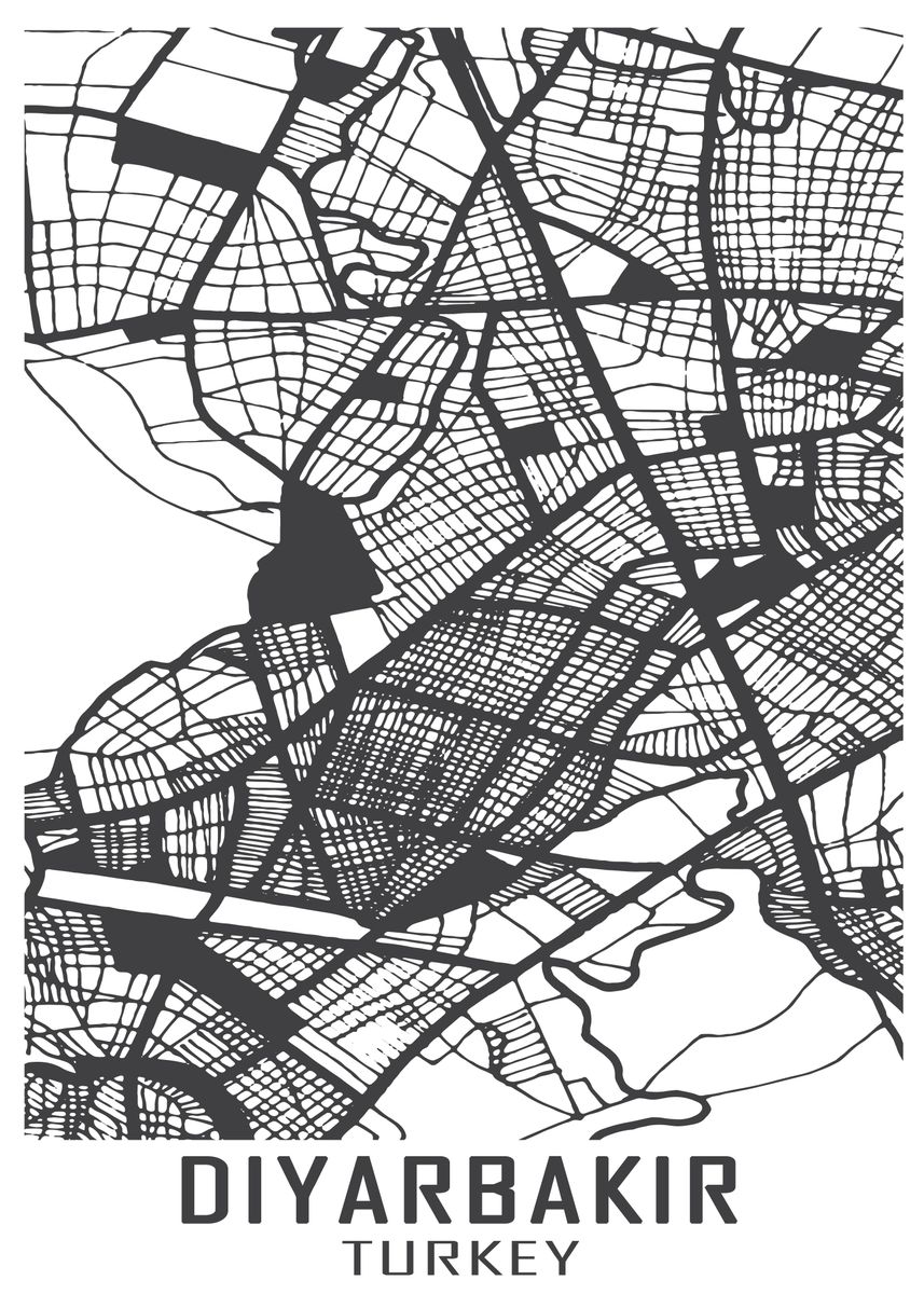 'Diyarbakir Turkey City Map' Poster, picture, metal print, paint by ...