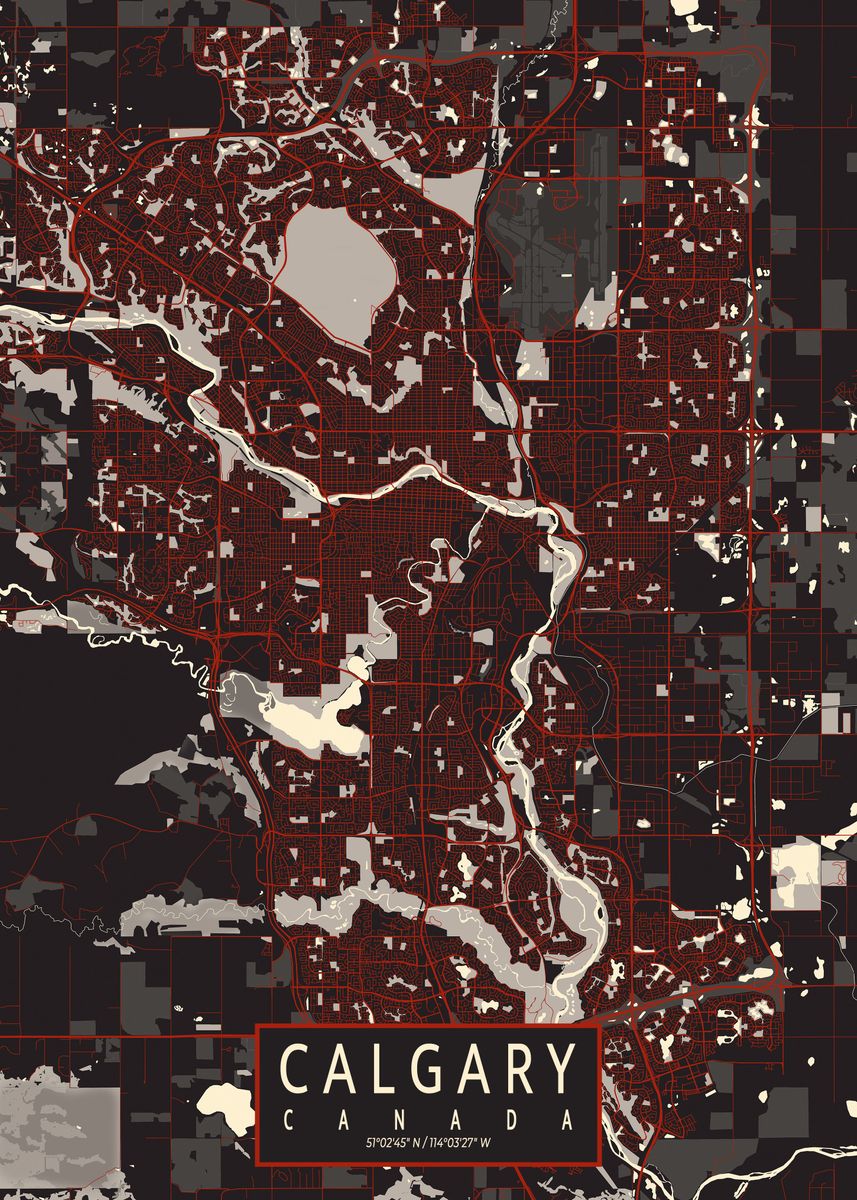'Calgary City Map Vector' Poster by deMAP Studio | Displate