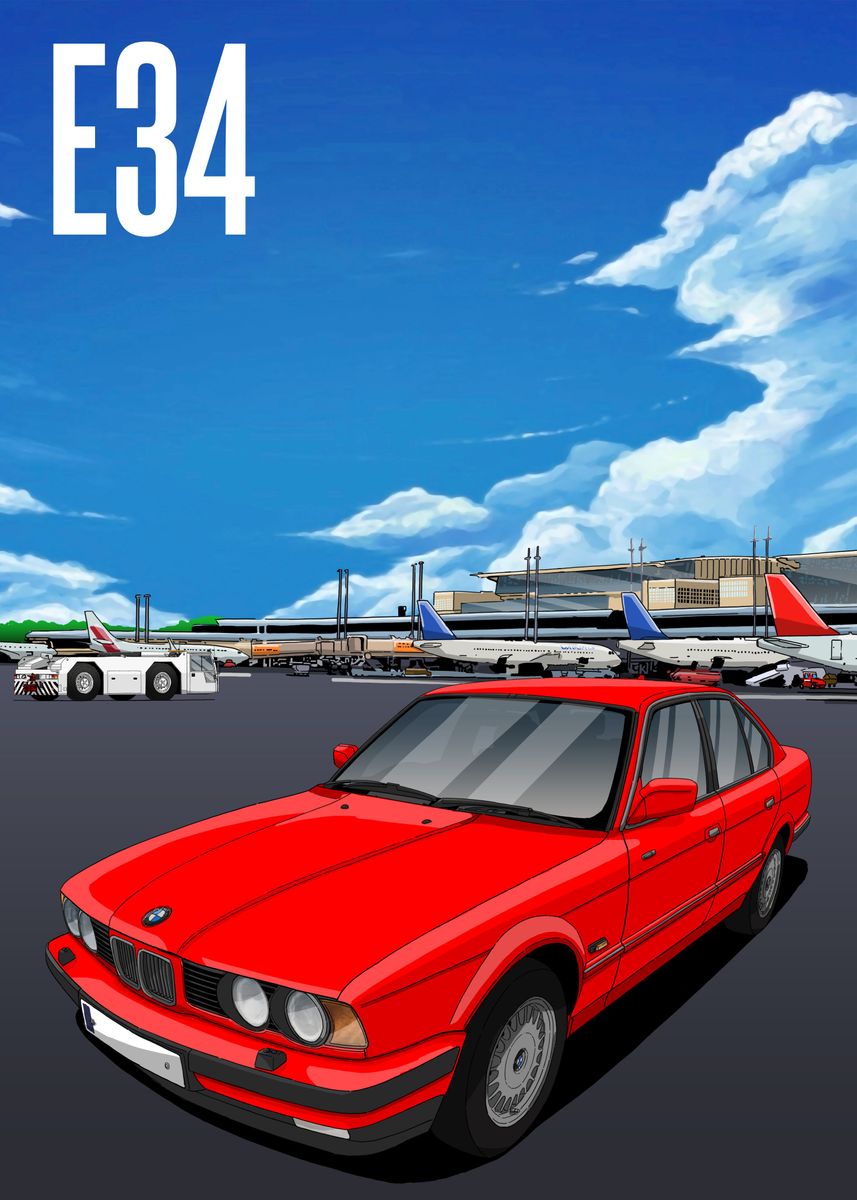 'BMW M5 E34' Poster, picture, metal print, paint by ND Fat | Displate