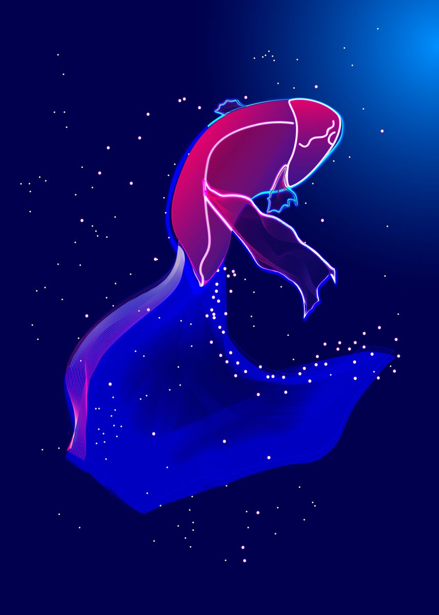 'fantasy neon fish' Poster by DK Artistry | Displate