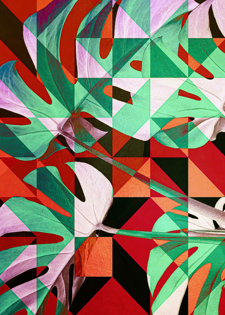 'Geometric Leaves' Poster, picture, metal print, paint by vandervisuals ...