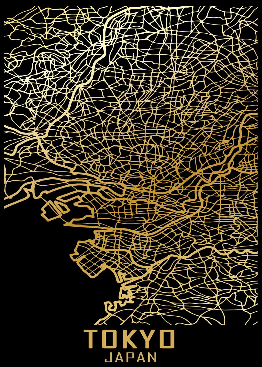 'Tokyo Japan City Map' Poster, picture, metal print, paint by ...