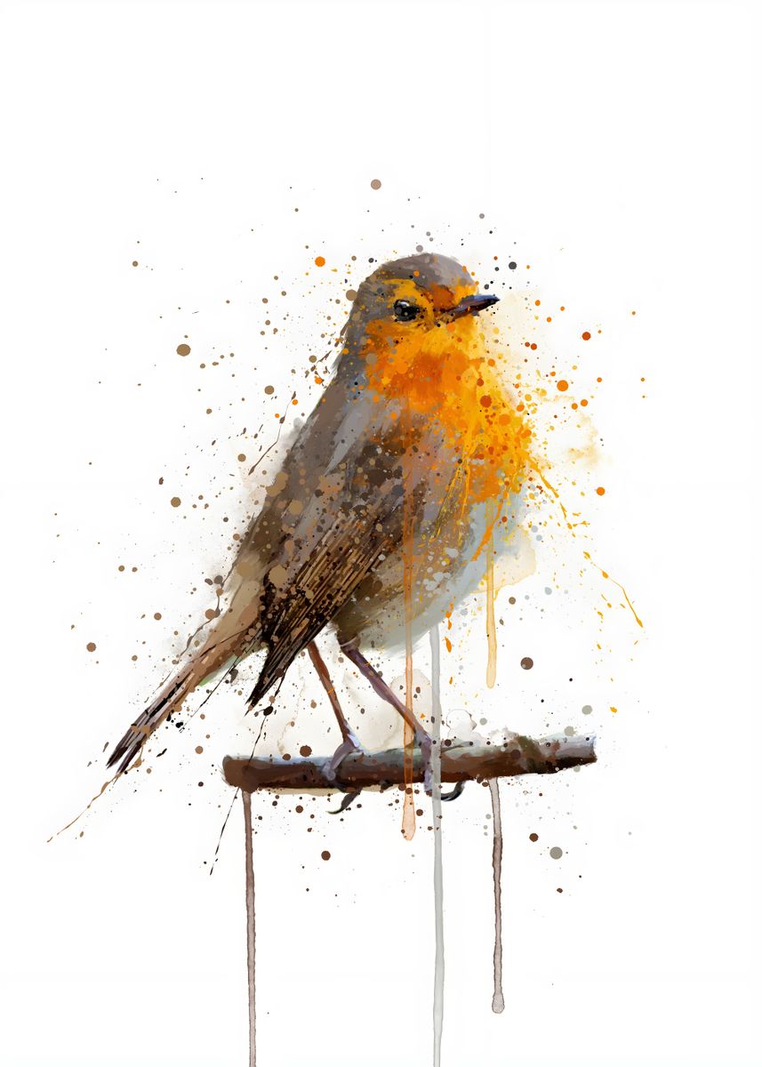 'Christmas Gift Robin Bird' Poster by Izu | Displate