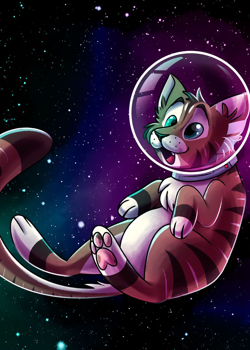 'Cat Astronaut Cute' Poster, picture, metal print, paint by Lunaxys ...