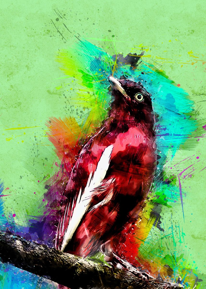 'Bird 208' Poster, picture, metal print, paint by TaTu Art | Displate