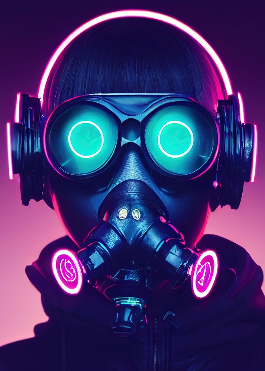 'Vaporwave Mask Soldier' Poster, picture, metal print, paint by ...