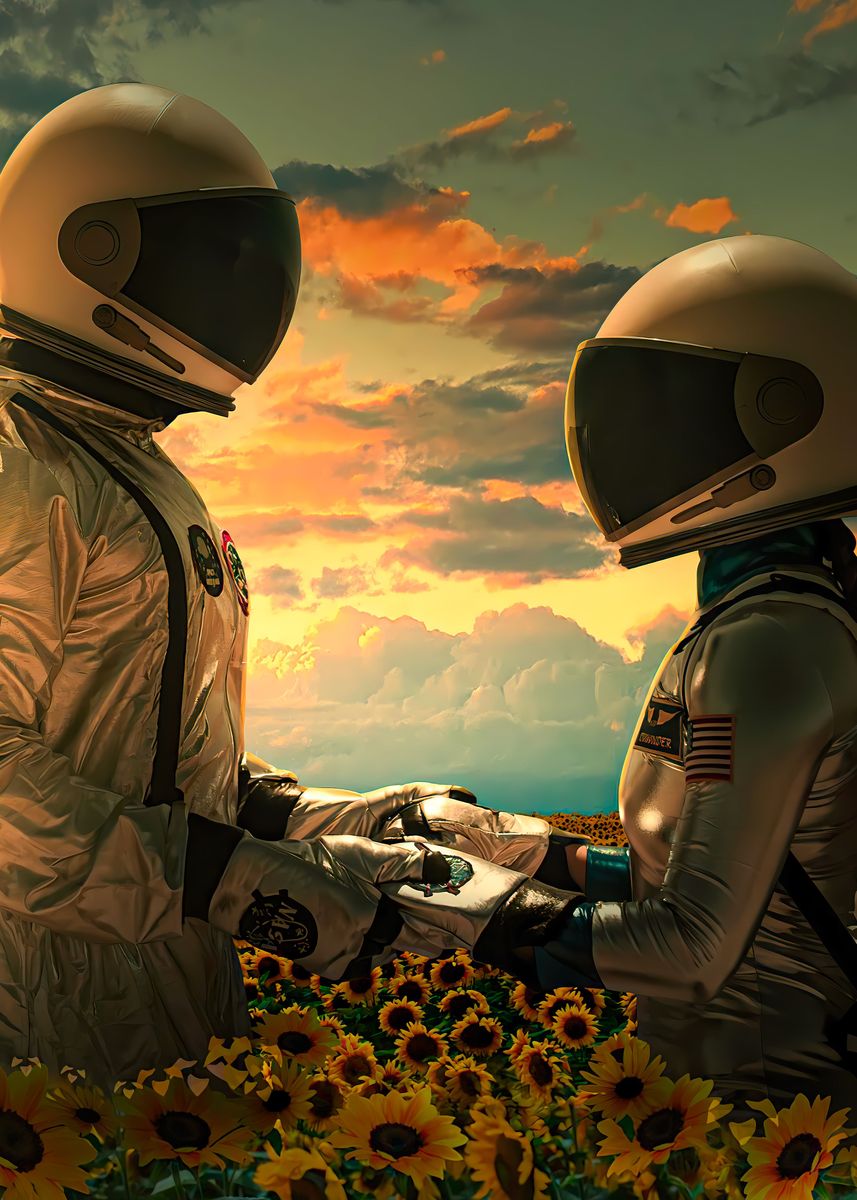 'Couple Astronaut Love Each' Poster, picture, metal print, paint by ...
