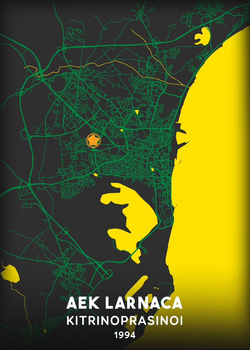 'AEK Larnaca ' Poster, picture, metal print, paint by Yates Madeline ...