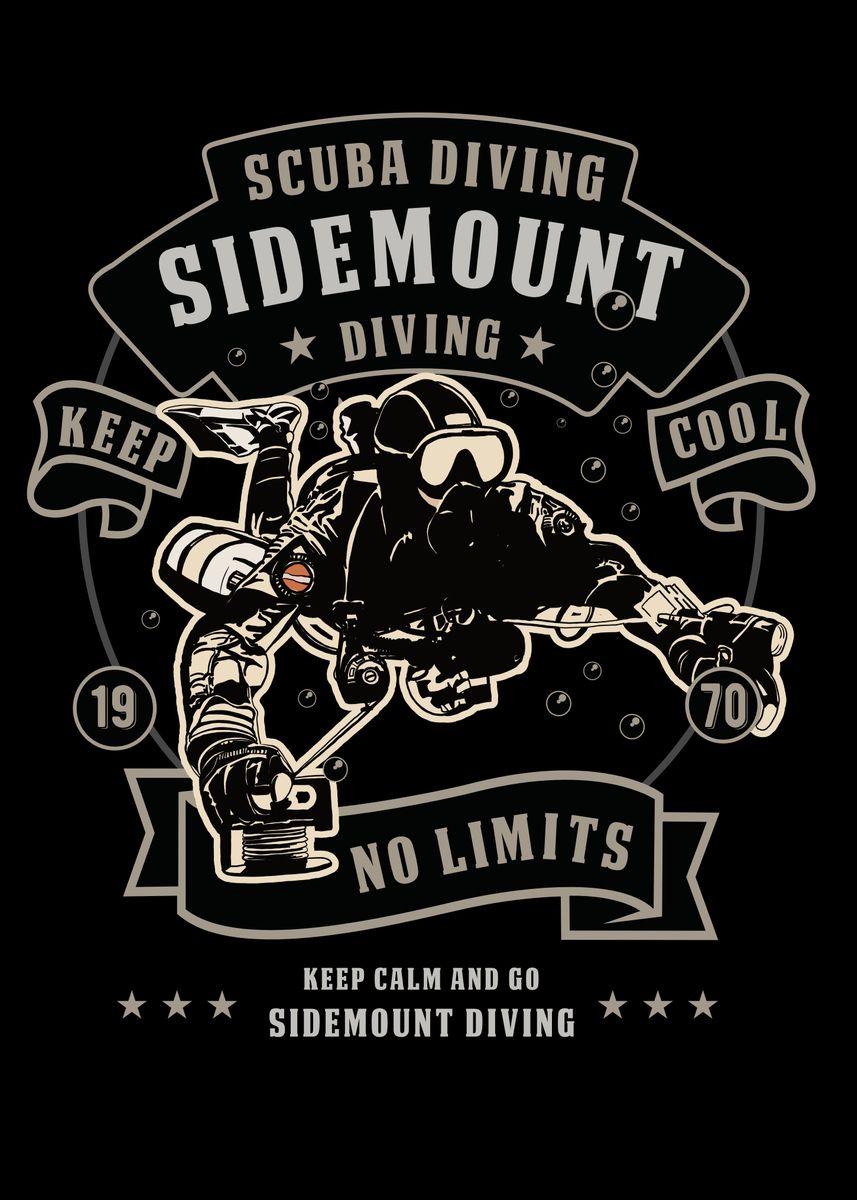 'Sidemount Diving Keep Cool' Poster, picture, metal print, paint by ...