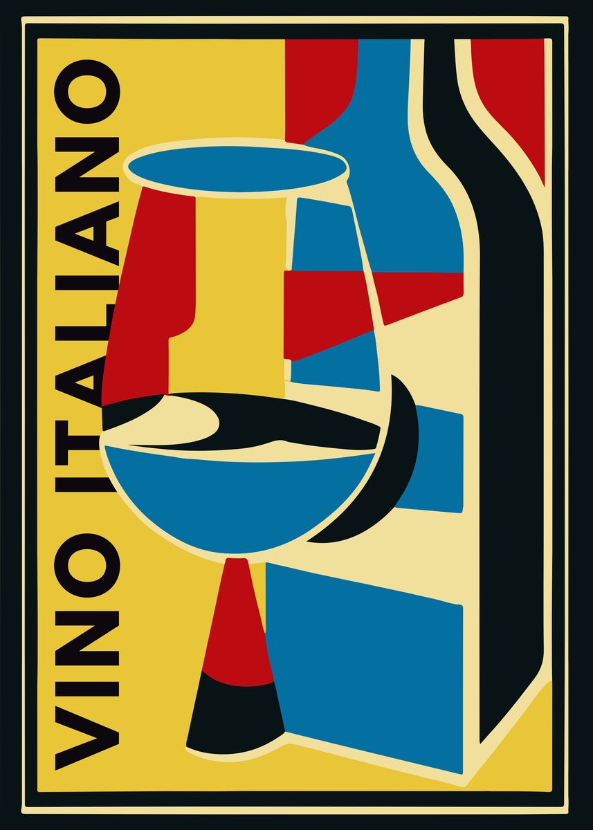 'Vino Italiano Retro Poster' Poster, picture, metal print, paint by ...