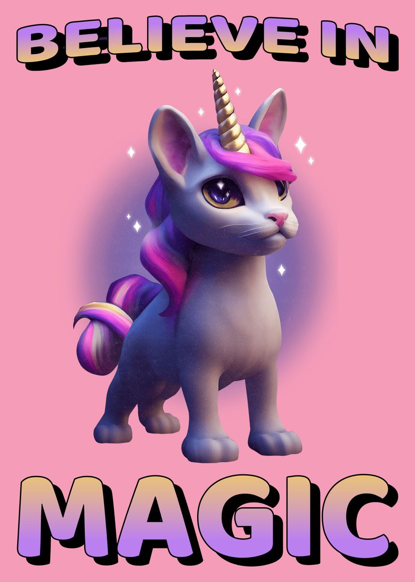 'Cute Kitty Unicorn ' Poster, picture, metal print, paint by Max Ronn ...
