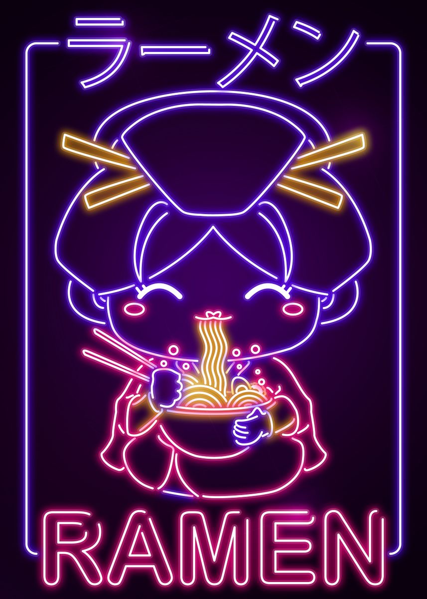 'Ramen Geisha' Poster, picture, metal print, paint by Donnie | Displate