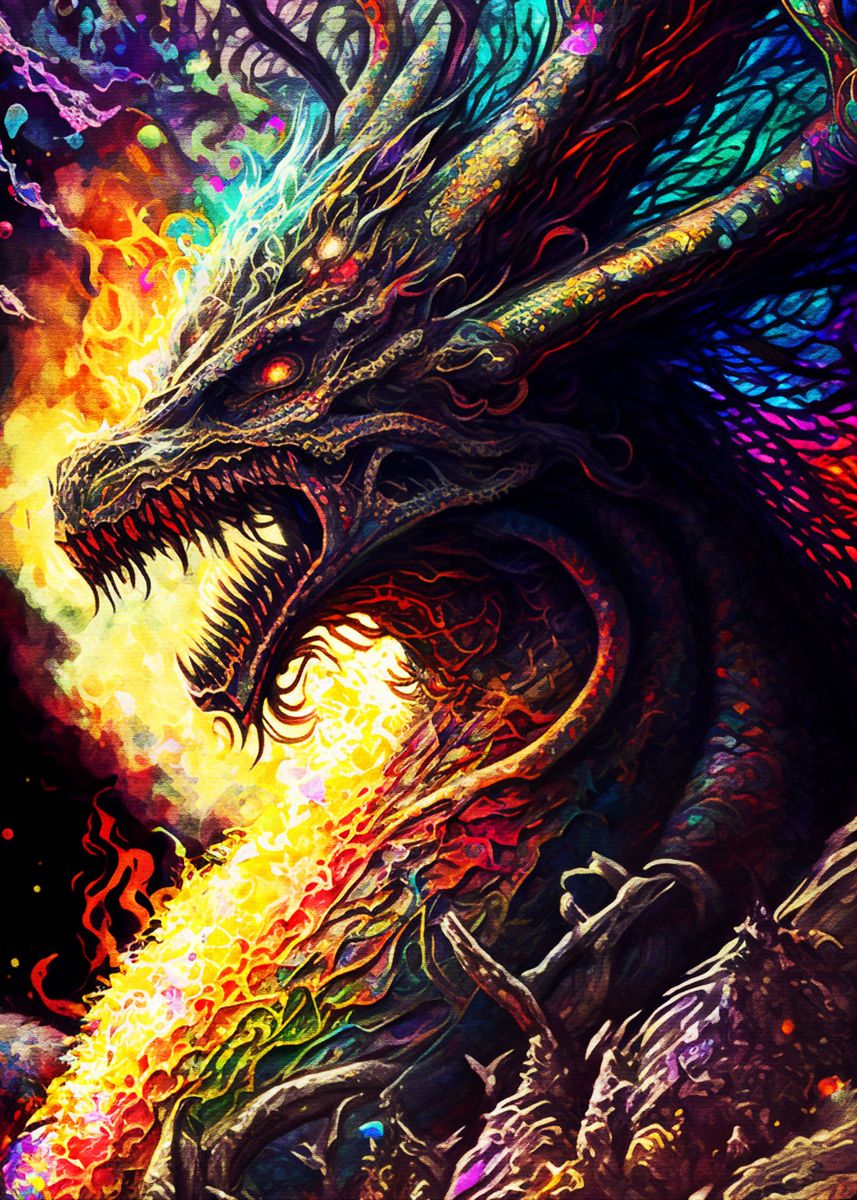 'Dragon Paint' Poster, picture, metal print, paint by Coffee Design ...