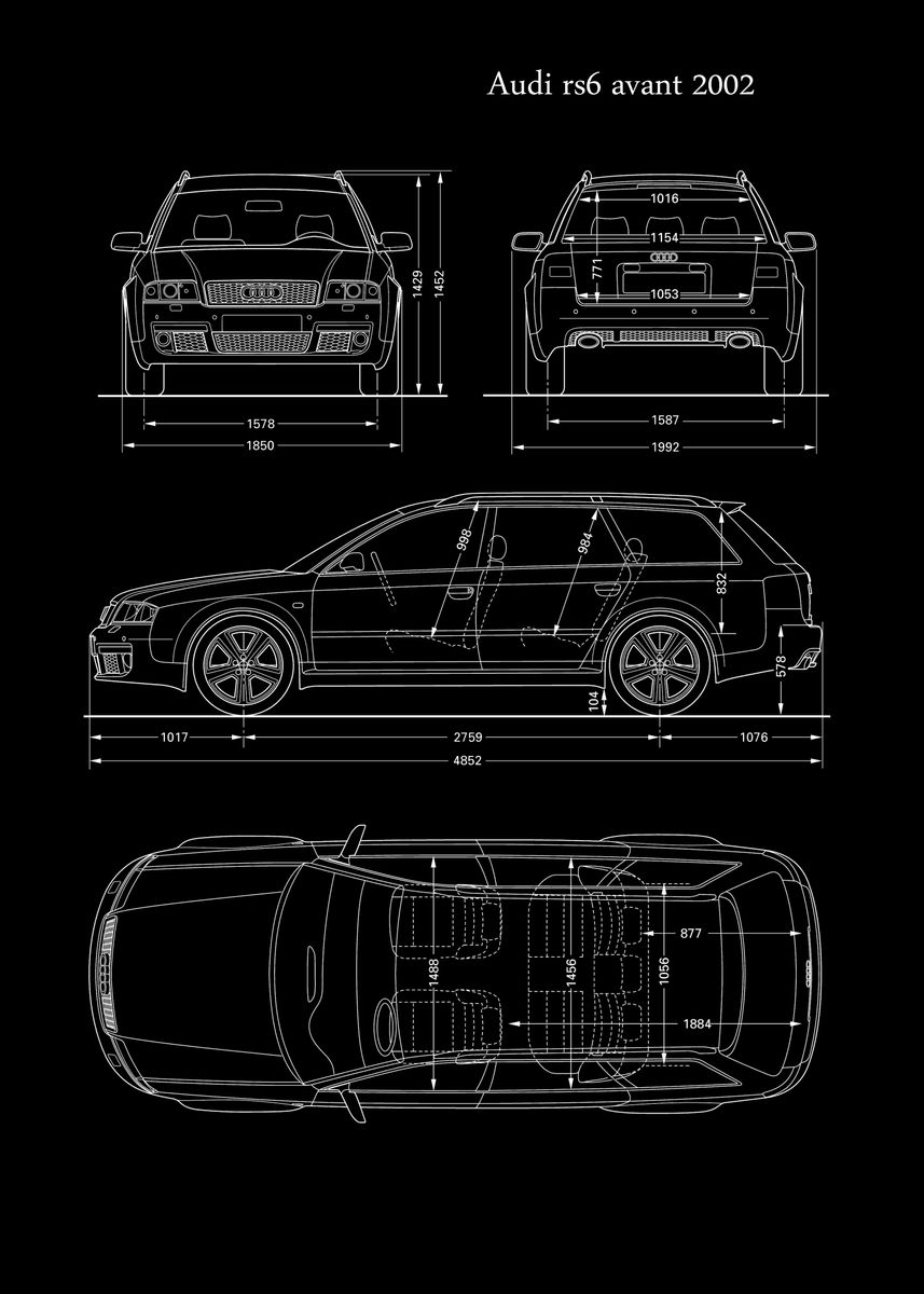 'Audi rs6 avant 2002' Poster, picture, metal print, paint by ke ke ...