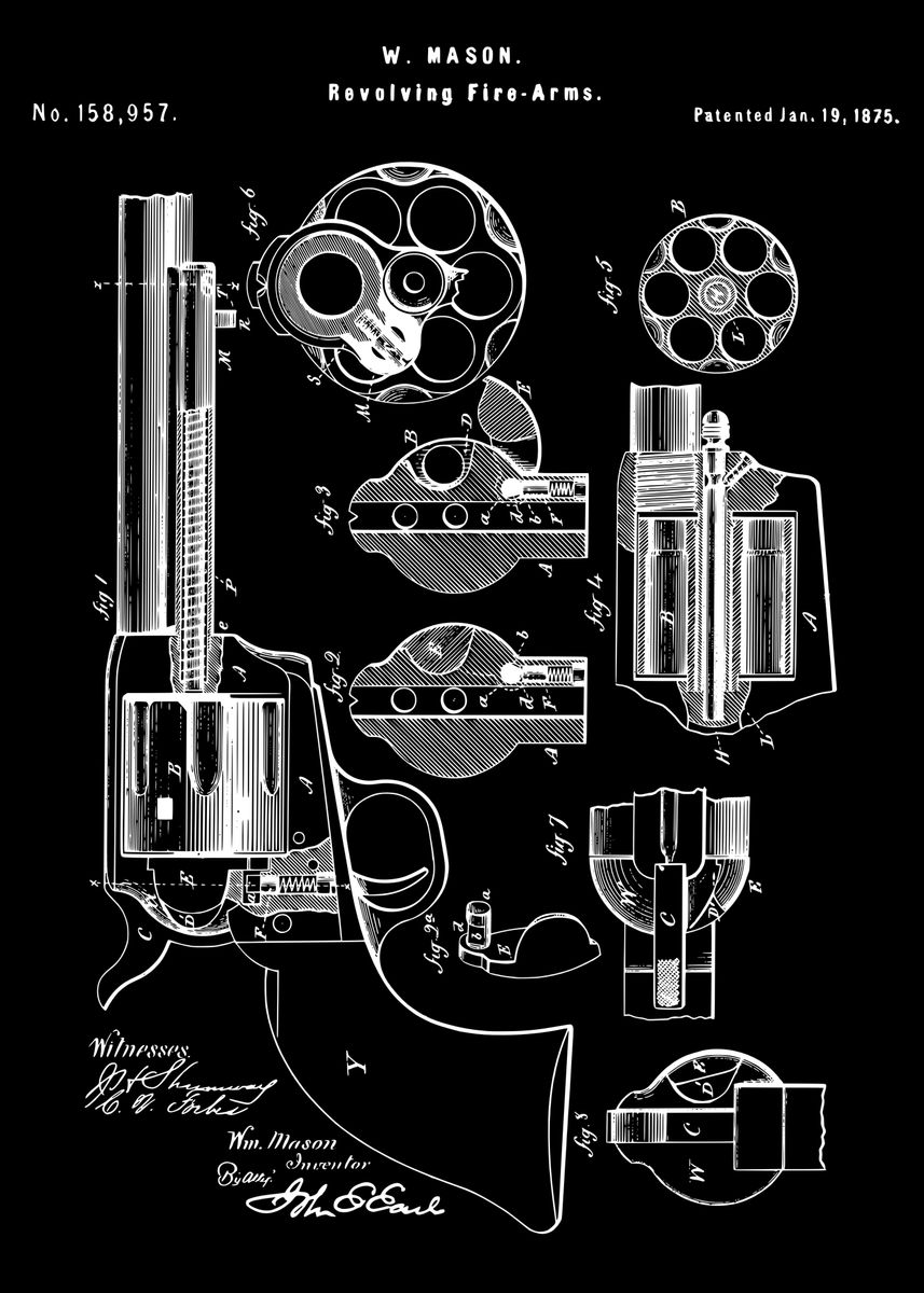 'Revolving patent 1875' Poster, picture, metal print, paint by ...