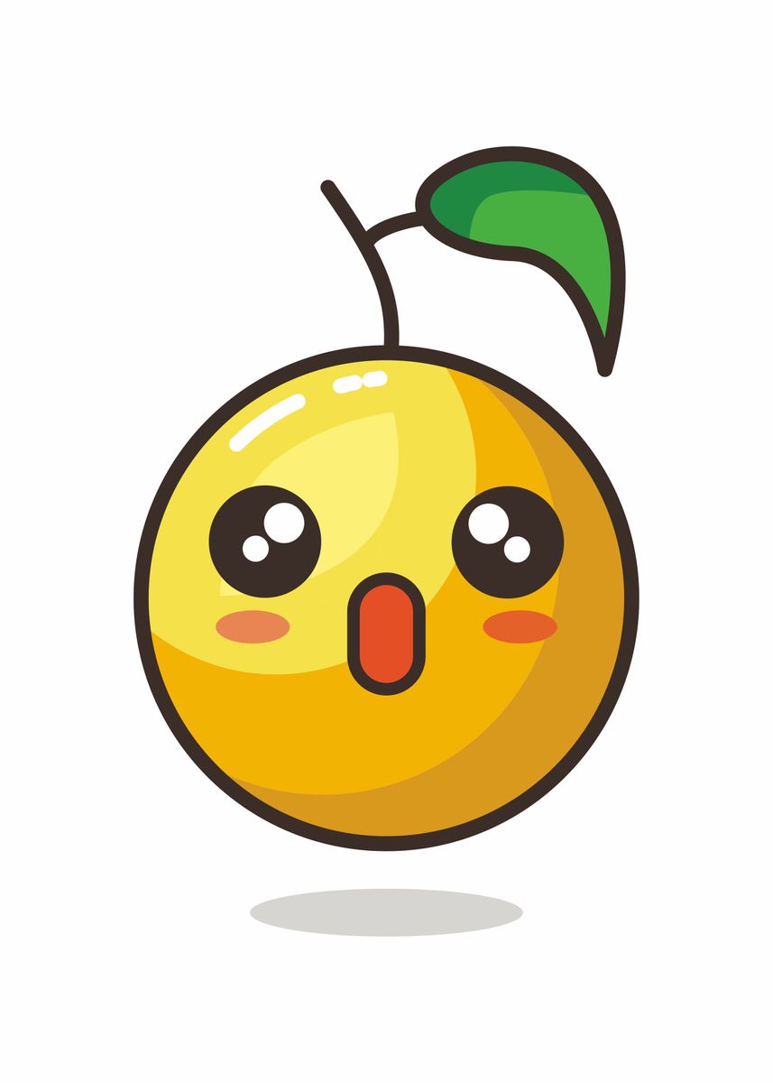 'Emoticon Orange Wow Art' Poster, picture, metal print, paint by Rizky ...