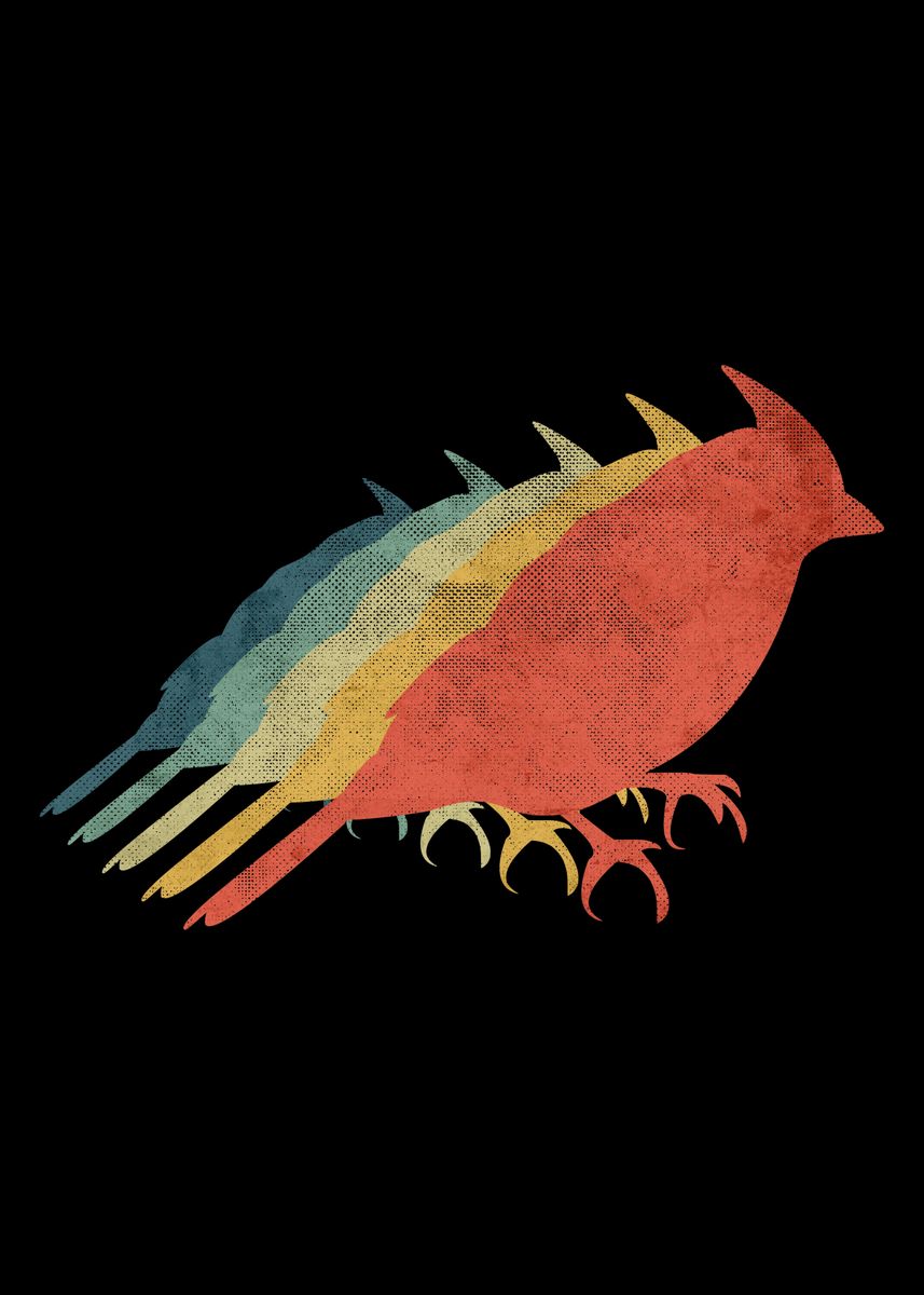 'Bird Retro Vintage Color' Poster, picture, metal print, paint by El ...