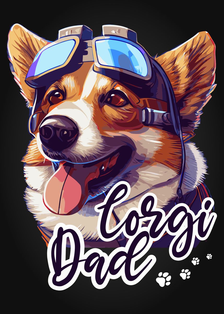 'Corgi Dad Funny Dog Dad' Poster, picture, metal print, paint by ...