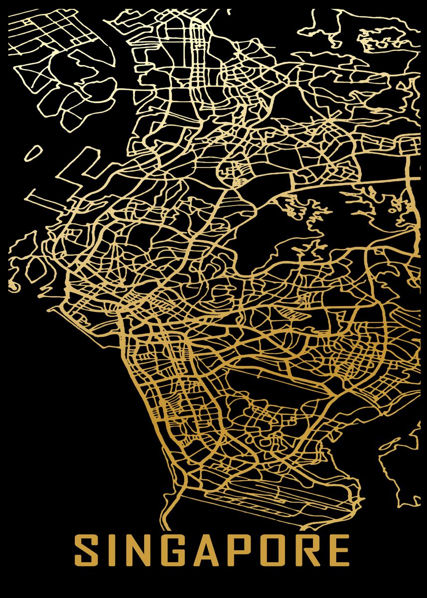 'Singapore City Map' Poster by SheldonBennett Studio | Displate
