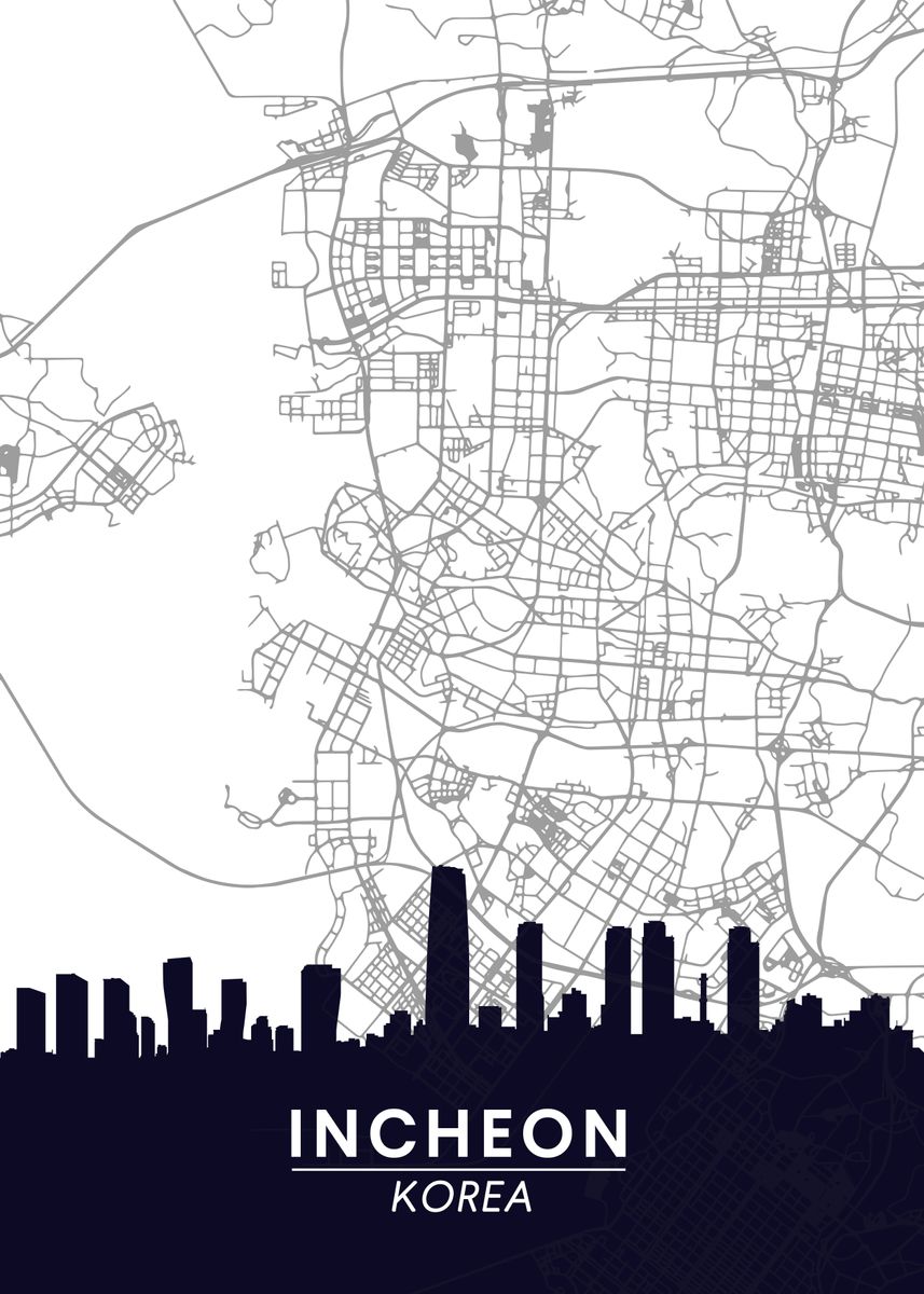 'Incheon South Korea' Poster, picture, metal print, paint by Urrutia ...