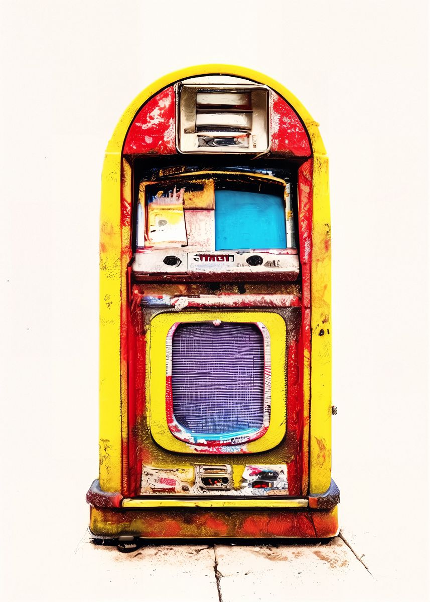 'Jukebox retro vintage stre' Poster, picture, metal print, paint by ...