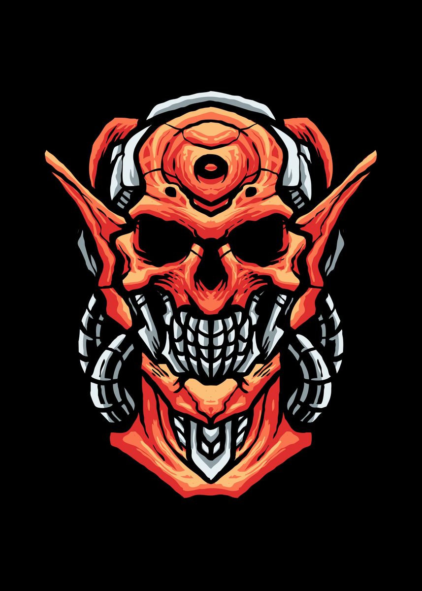 'Skull robot head' Poster, picture, metal print, paint by Le Thi Thu ...