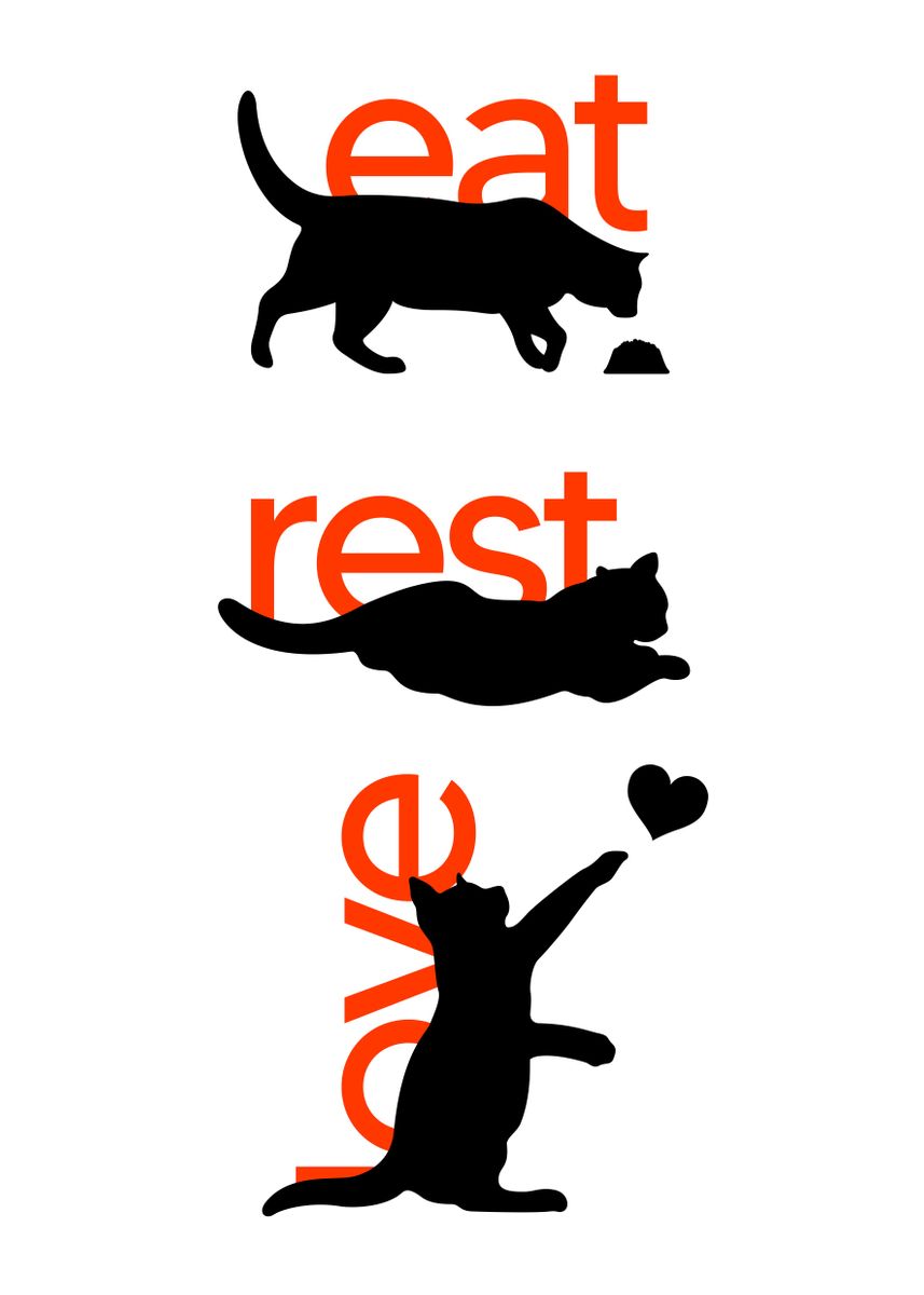 'Cute Sweet Cat Art Love' Poster, picture, metal print, paint by Team ...