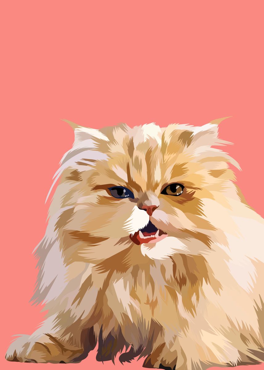 'Persian cat in vector' Poster, picture, metal print, paint by Ihsa ...