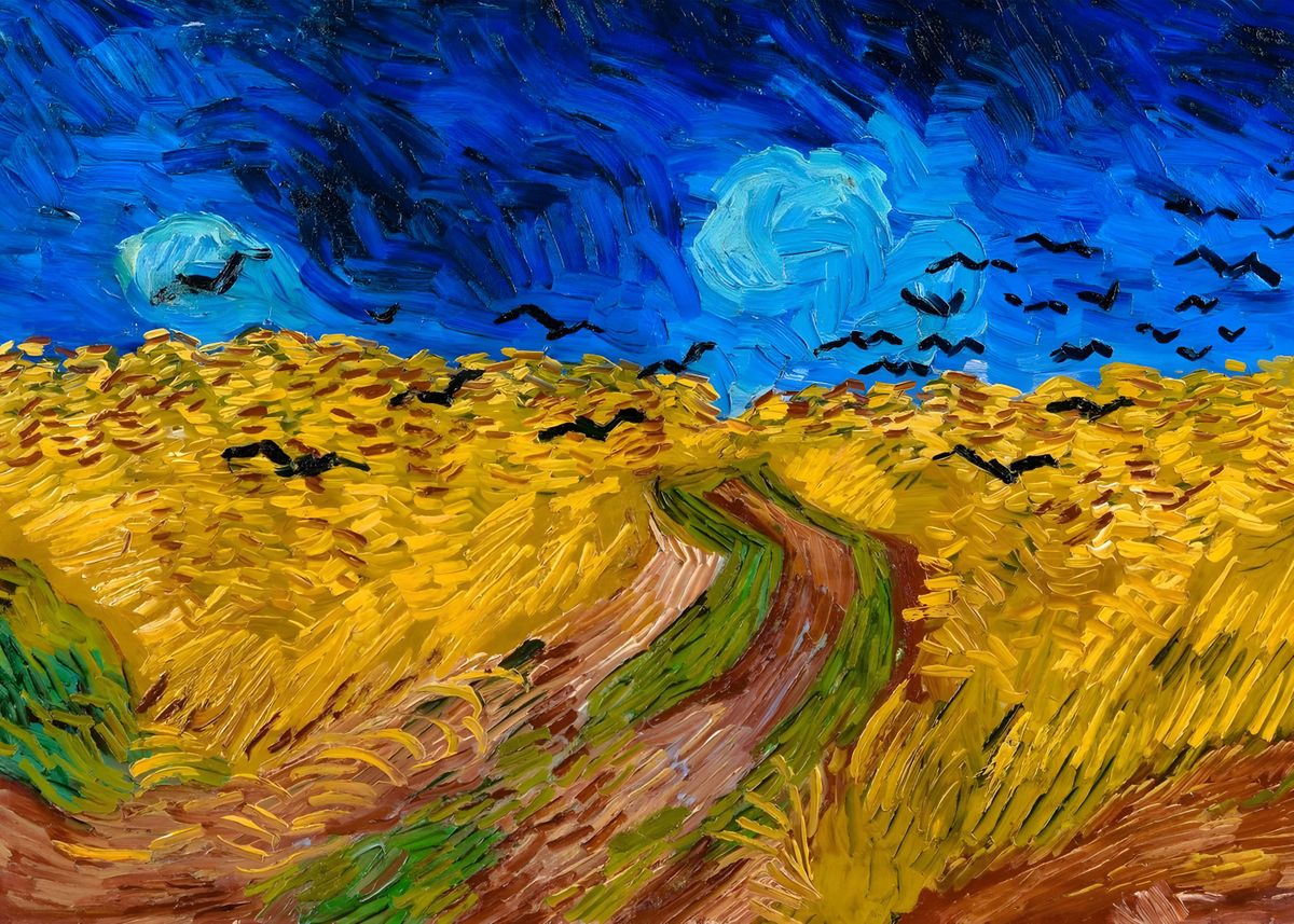 'Wheatfield with Crows' Poster by Vintage Painting | Displate