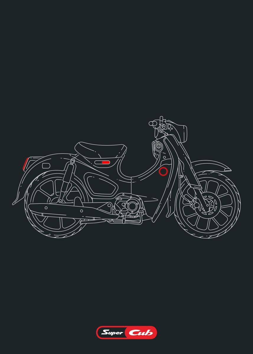 'honda super cub' Poster, picture, metal print, paint by pxlsm studio ...
