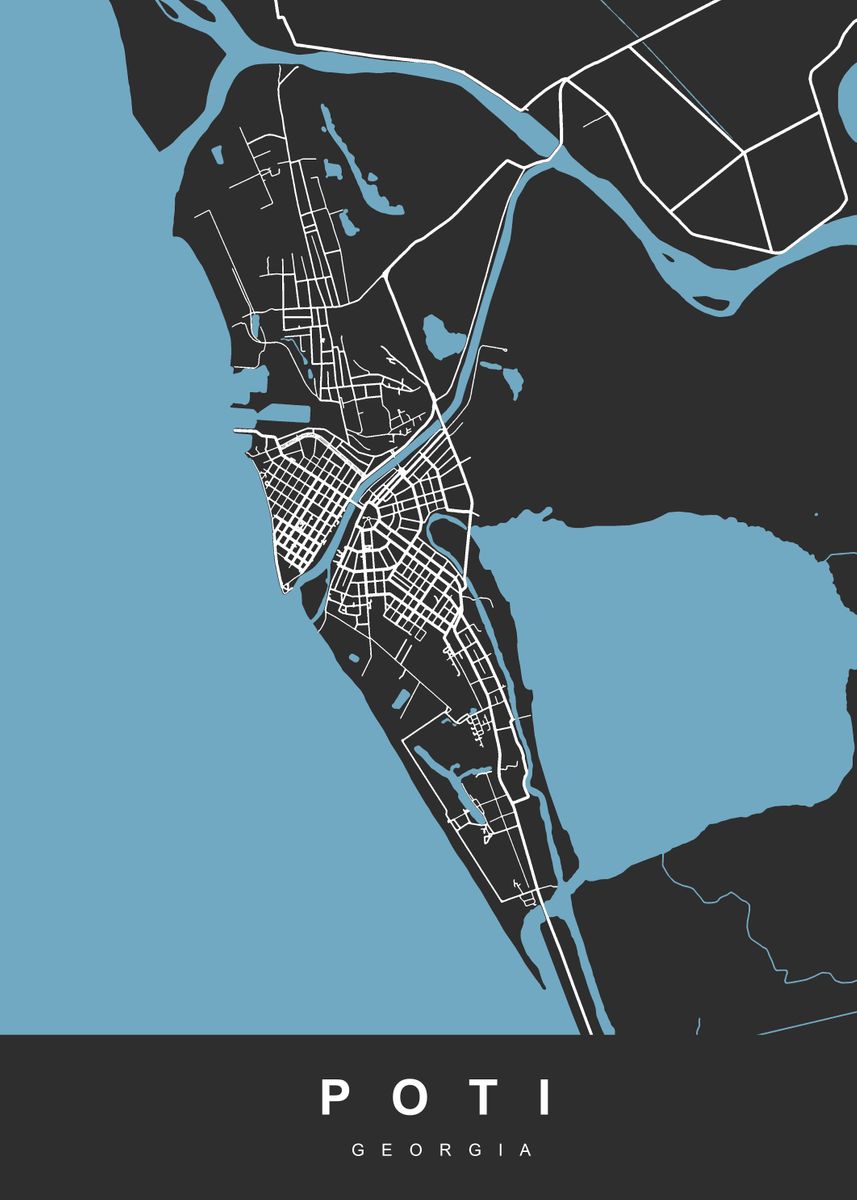 'POTI Map GEORGIA' Poster, picture, metal print, paint by UrbanMaps | Displate