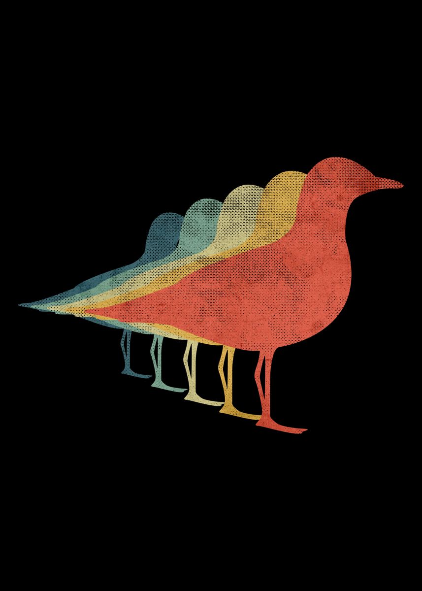 'Bird Retro Vintage Color' Poster, picture, metal print, paint by El ...