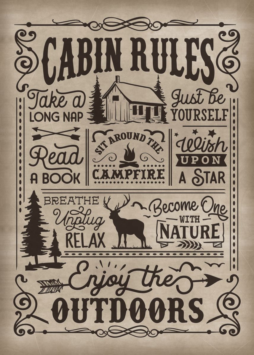 'Cabin Rules' Poster by XandYart | Displate