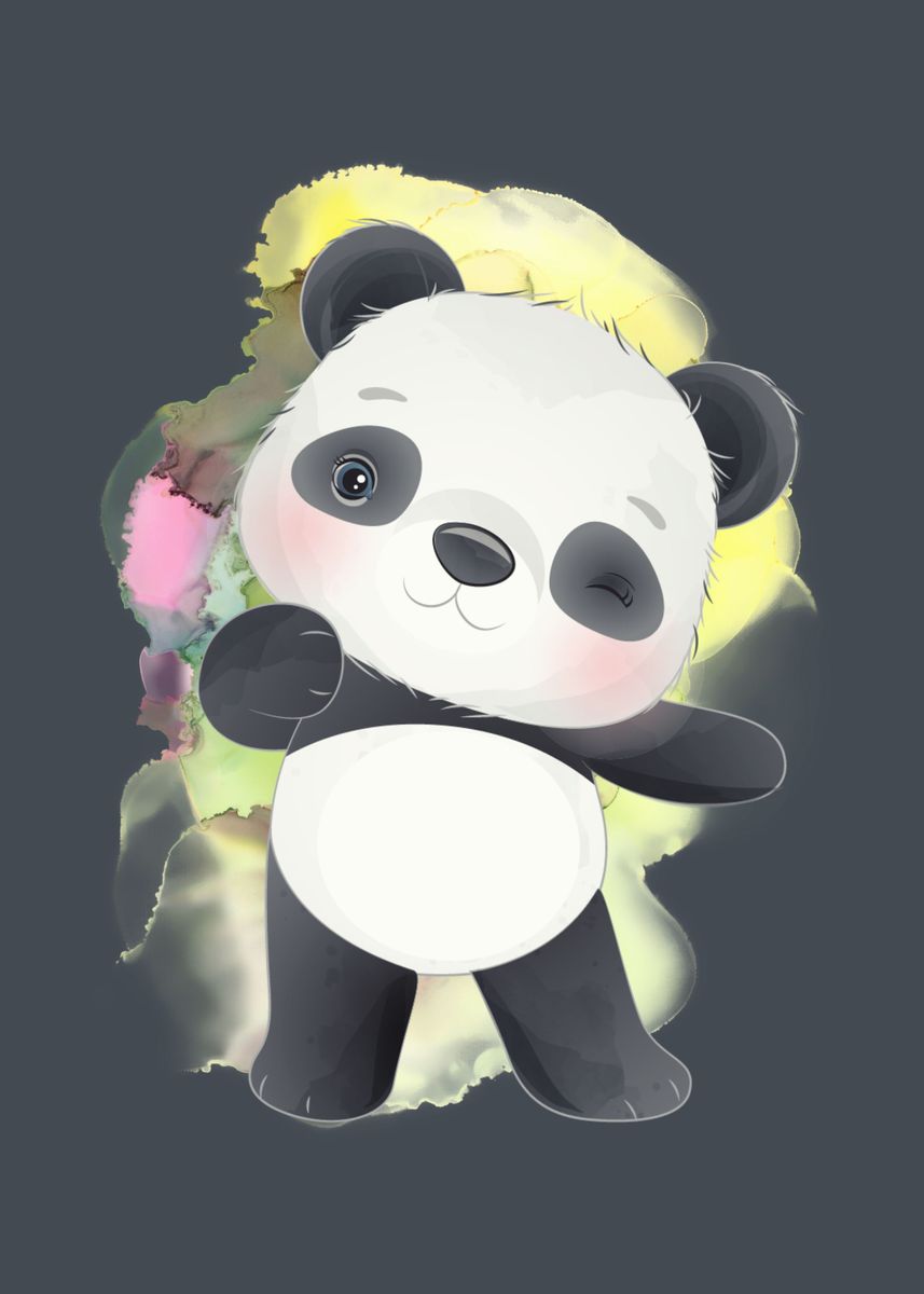 'Cute Panda Blushing ' Poster, picture, metal print, paint by Oizy ...