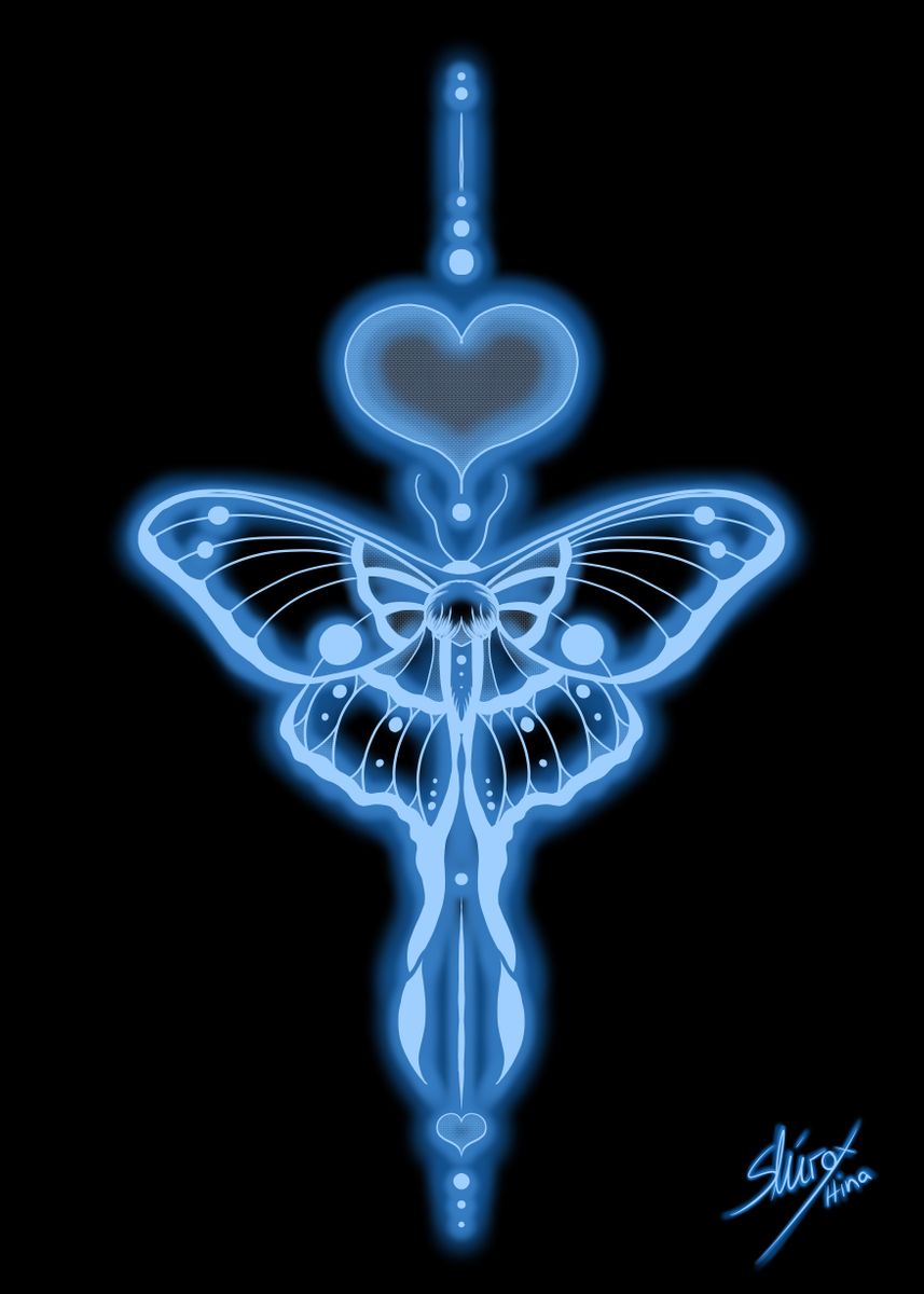'Blue NEON Moth' Poster, picture, metal print, paint by ShiroxHina ...