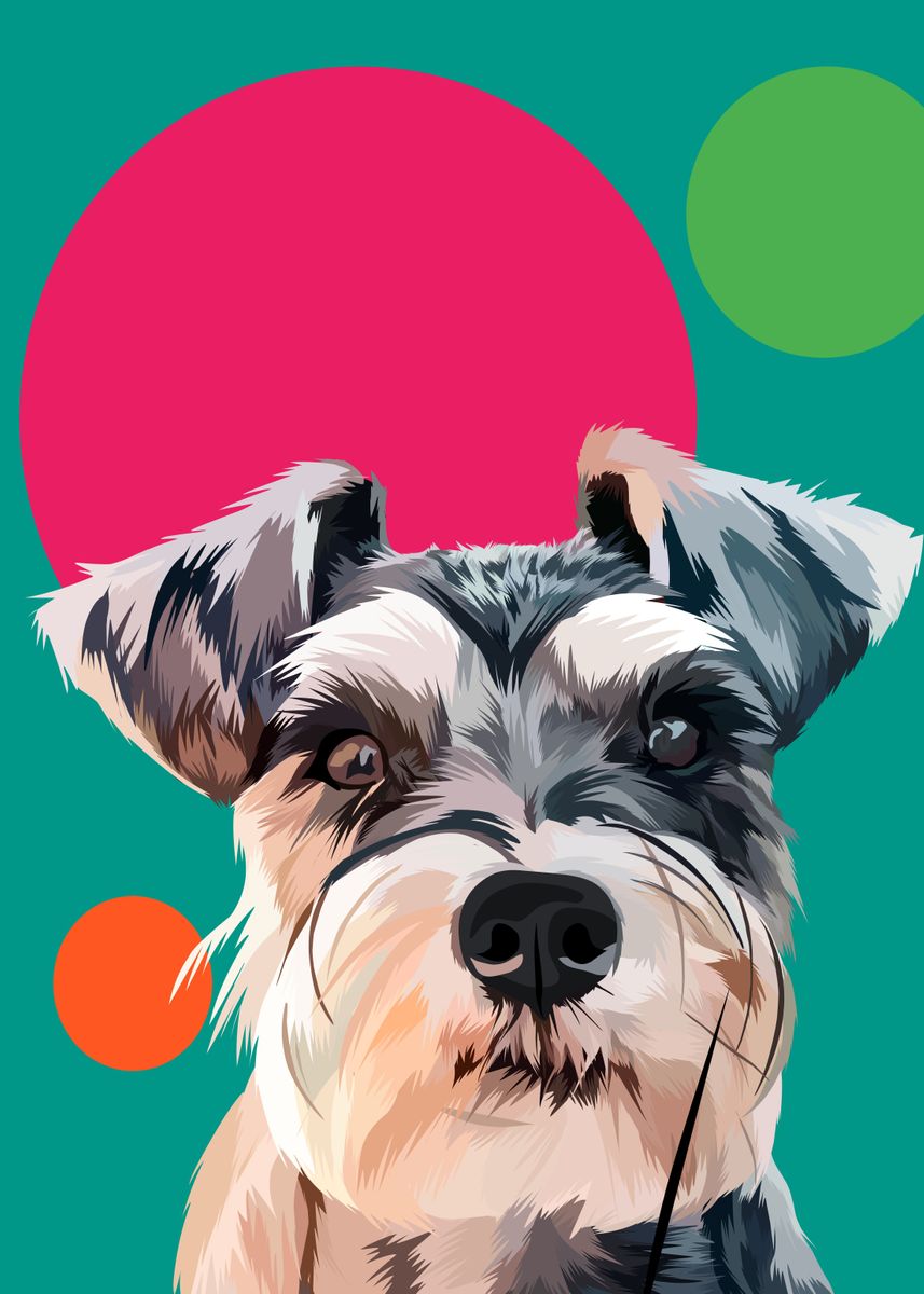 'Schnauzer dog in vector' Poster, picture, metal print, paint by Ihsa Nuddin | Displate