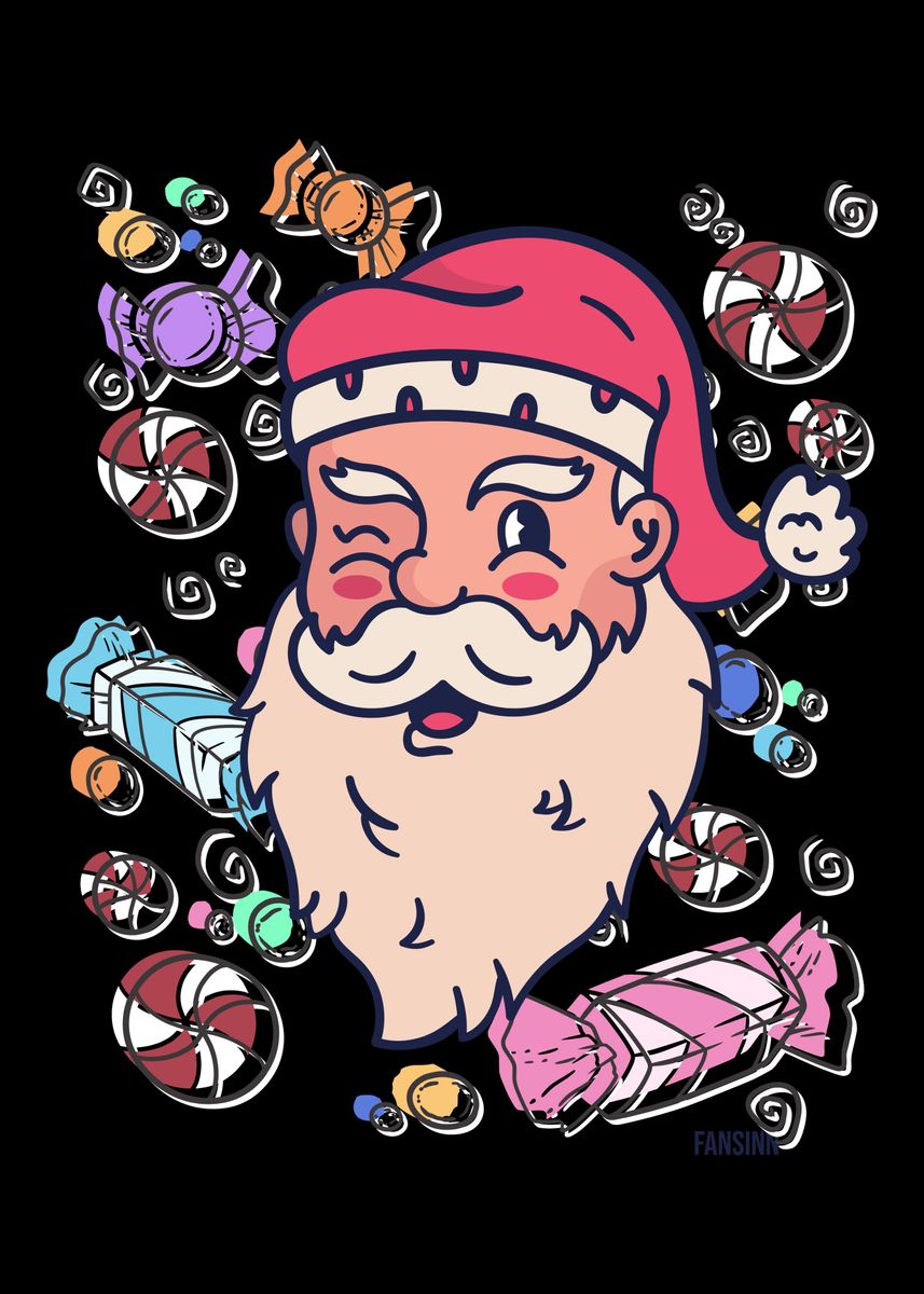 'Santa Claus Child Candy Gi' Poster, picture, metal print, paint by ...