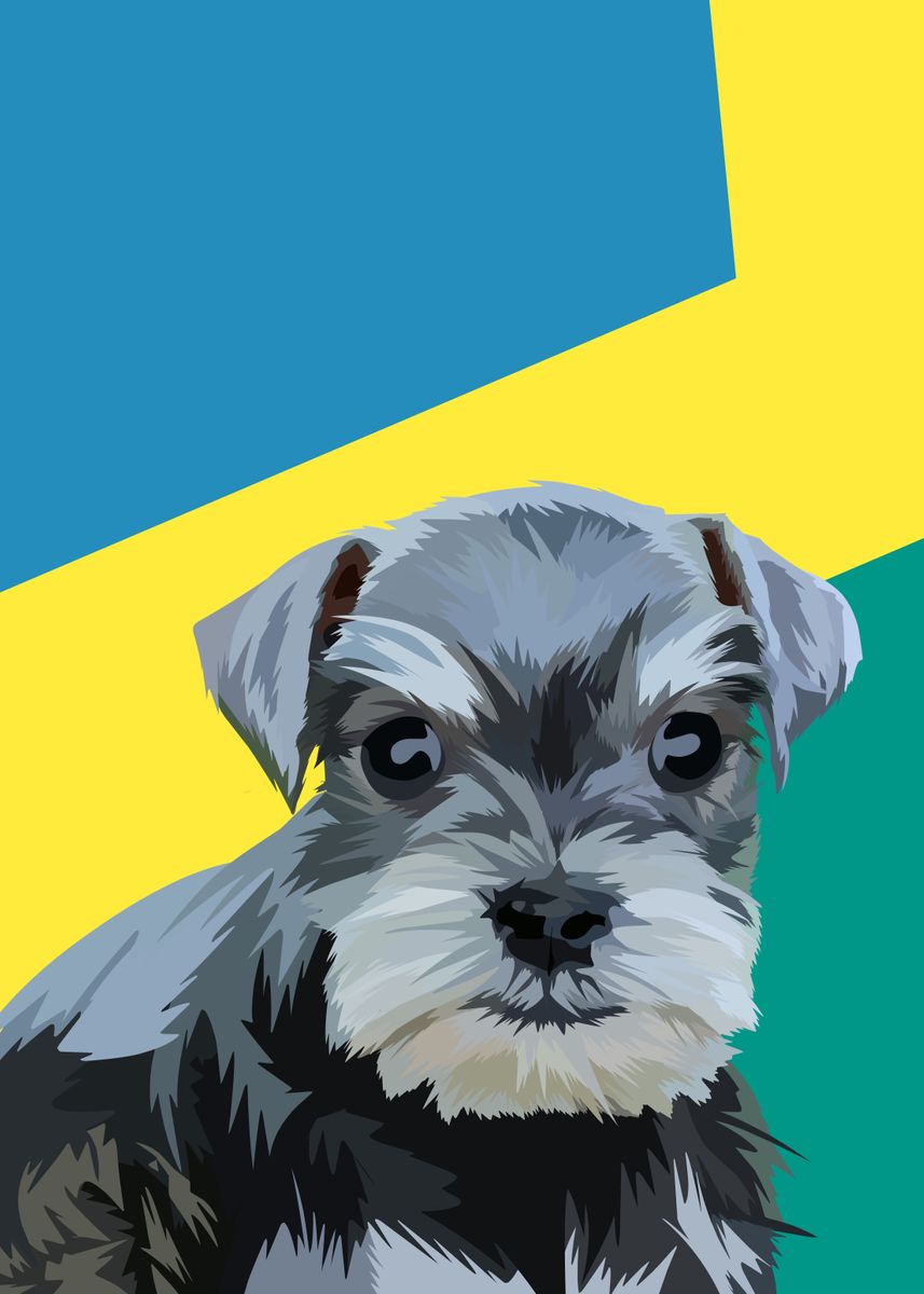 'Schnauzer puppy in vector' Poster, picture, metal print, paint by Ihsa Nuddin | Displate