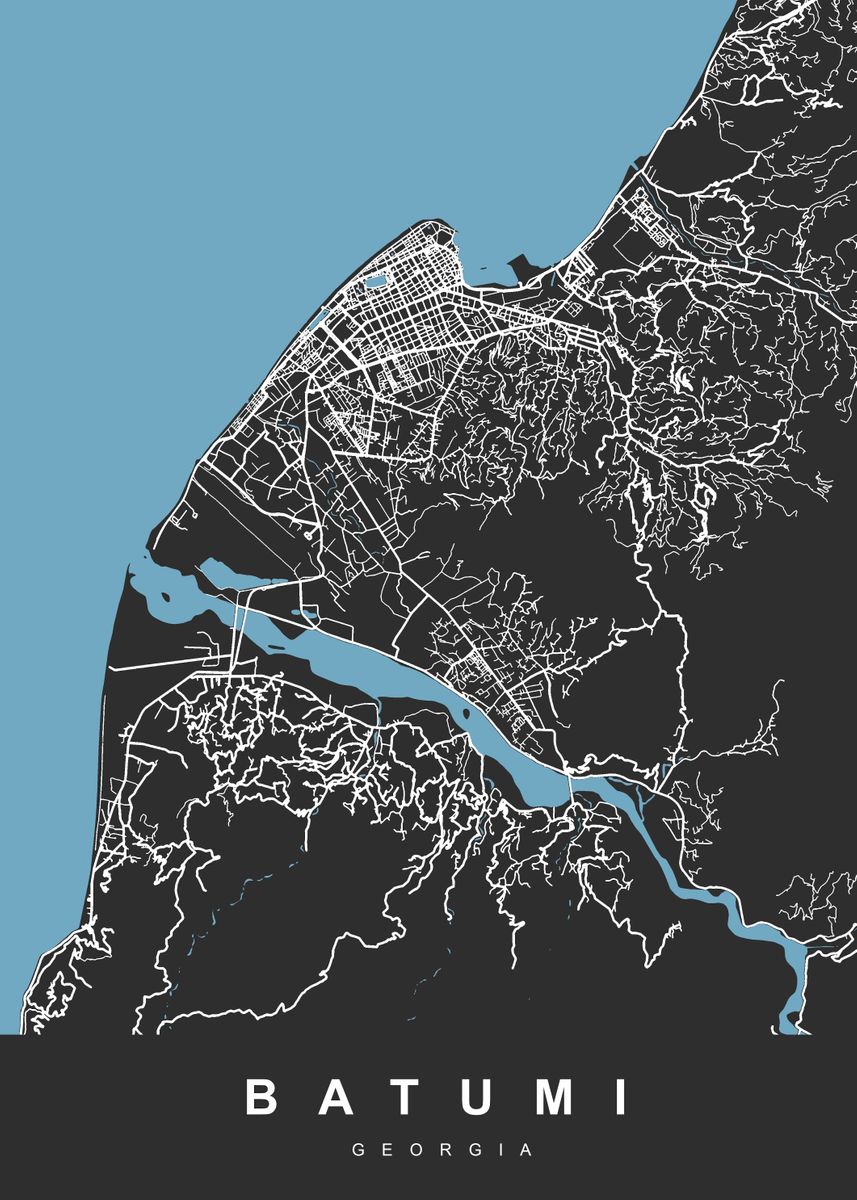 'BATUMI Map GEORGIA' Poster, picture, metal print, paint by UrbanMaps ...