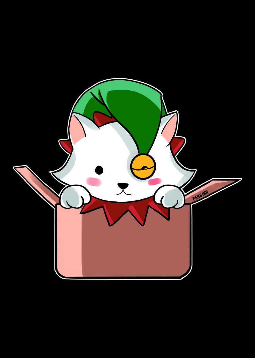 'Cat Cat Christmas Elf elf ' Poster, picture, metal print, paint by fansinn | Displate