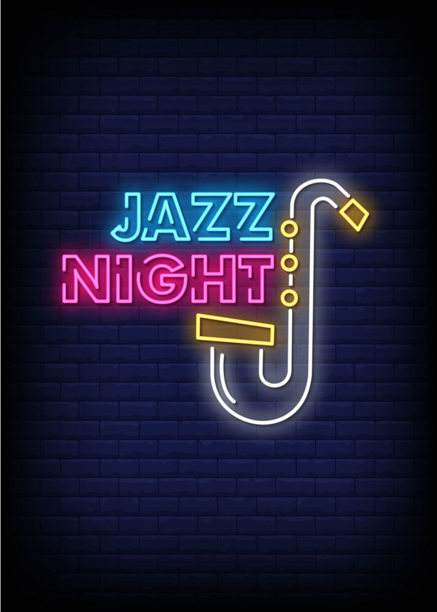 'Jazz Night' Poster, picture, metal print, paint by Selja Cute | Displate