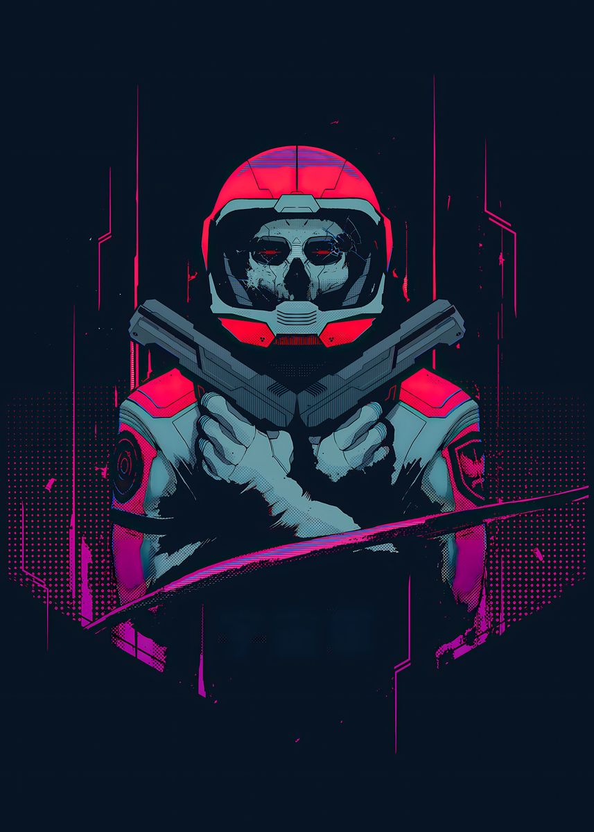 'Astronaut Gun Game FPS' Poster, picture, metal print, paint by Lunaxys ...