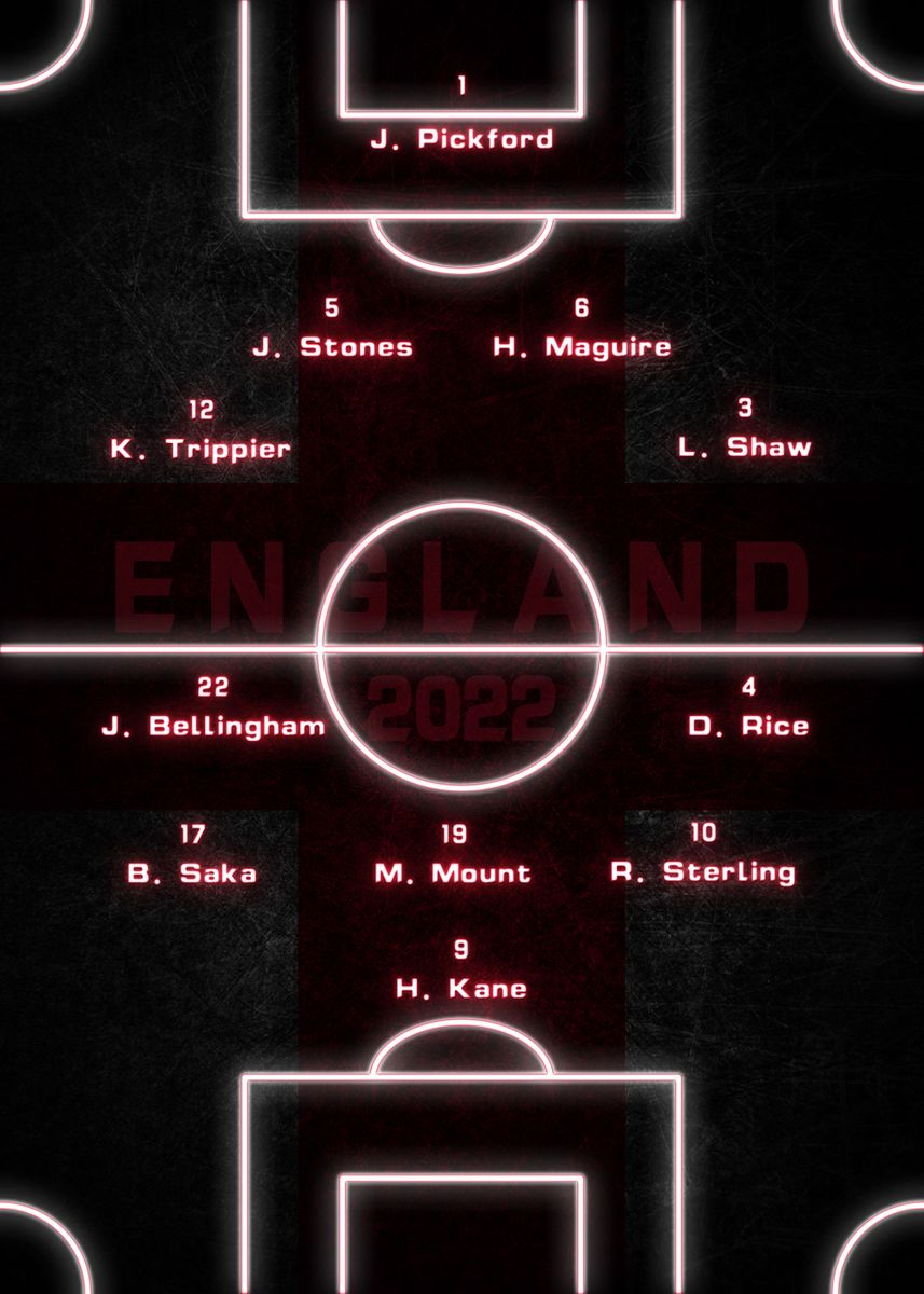 'England football team' Poster, picture, metal print, paint by Hasnaa ...