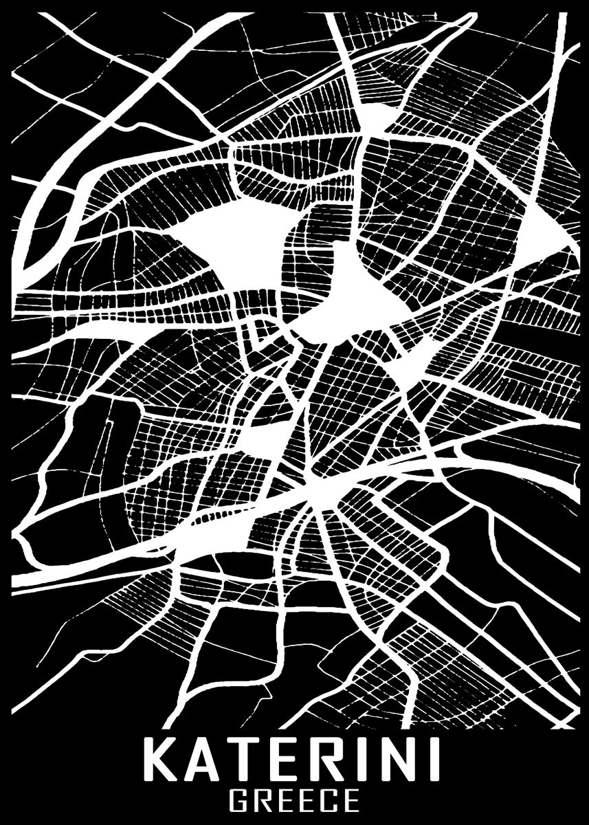 'Katerini Greece City Map' Poster, picture, metal print, paint by ...