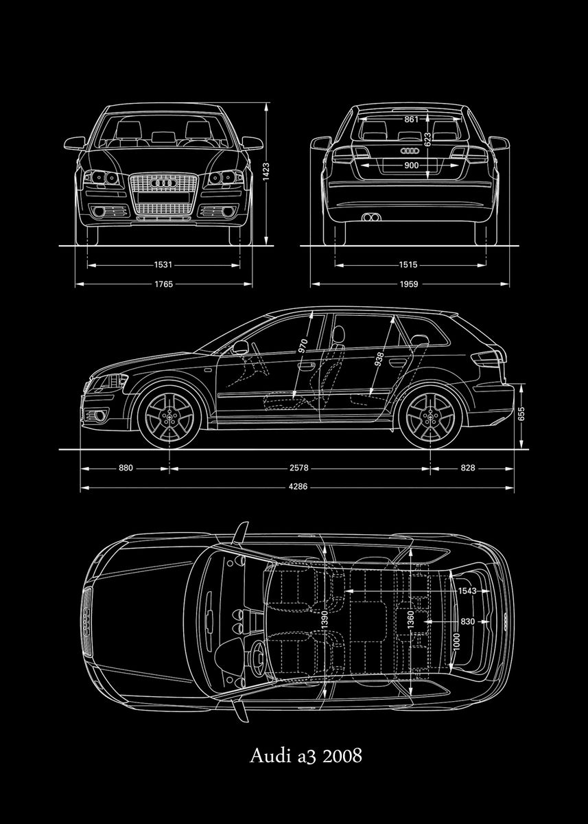 'Audi a3 2008' Poster, picture, metal print, paint by ke ke | Displate