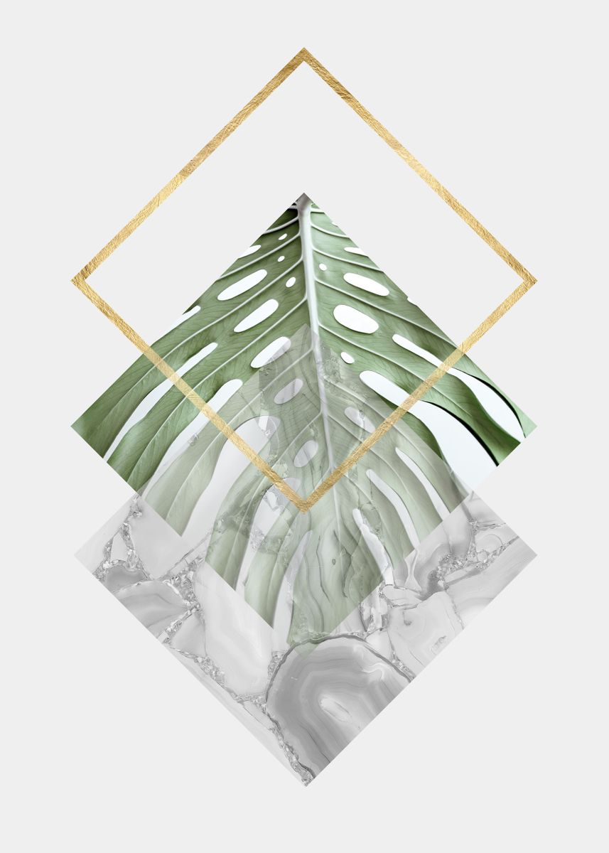 'Botanical and geometric 01' Poster, picture, metal print, paint by ...