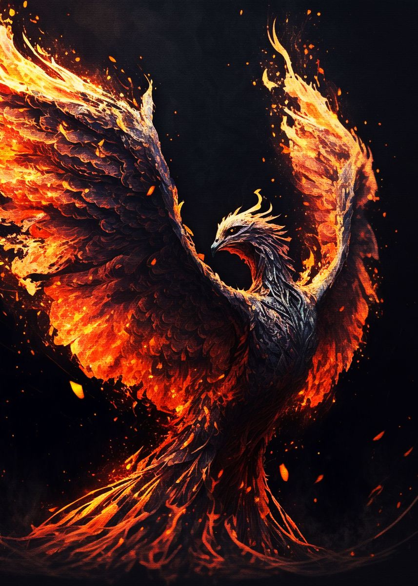 'Black Phoenix' Poster, picture, metal print, paint by Muh Asdar | Displate