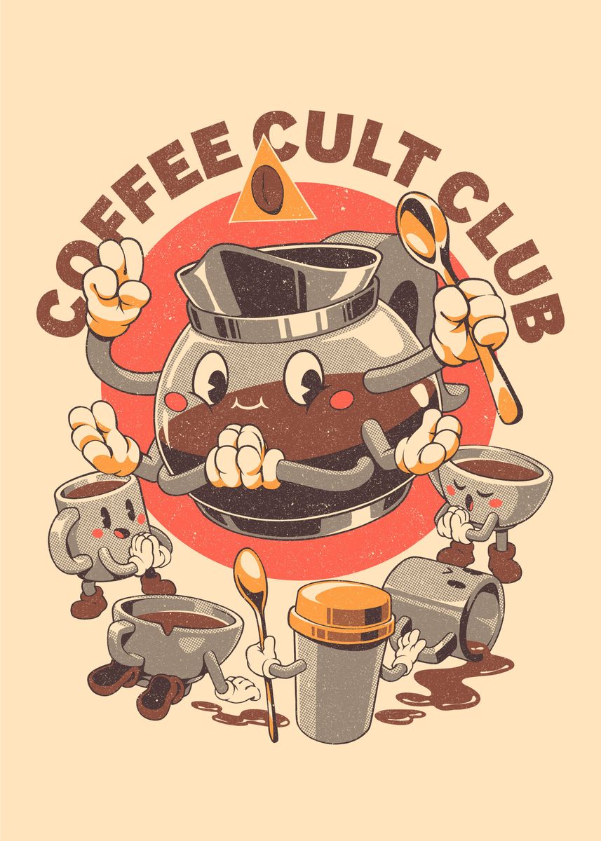 'Holy Coffee Club' Poster, picture, metal print, paint by Ilustrata ...